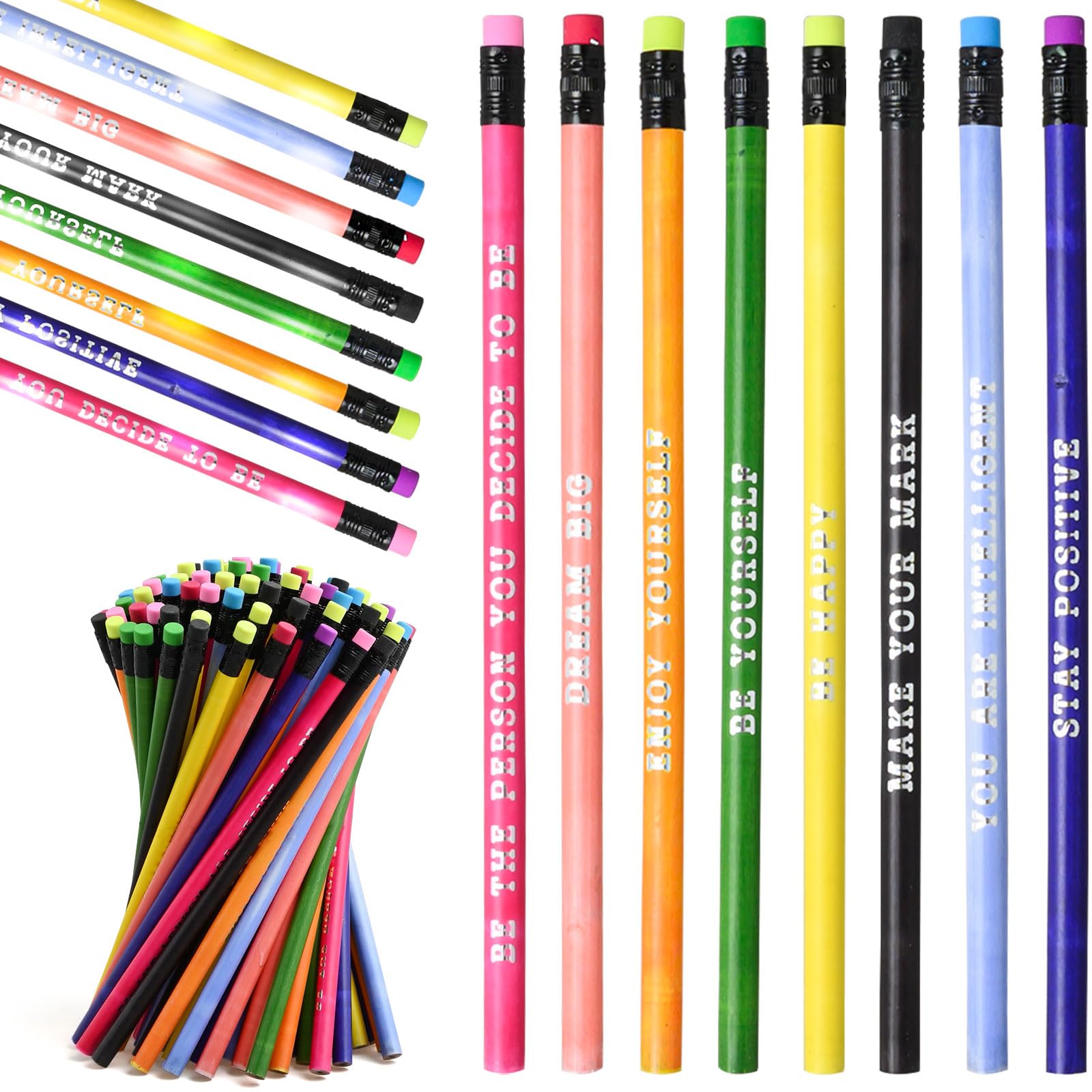 100 Pcs Inspirational Pencils Color Changing Mood Pencil Motivational ...