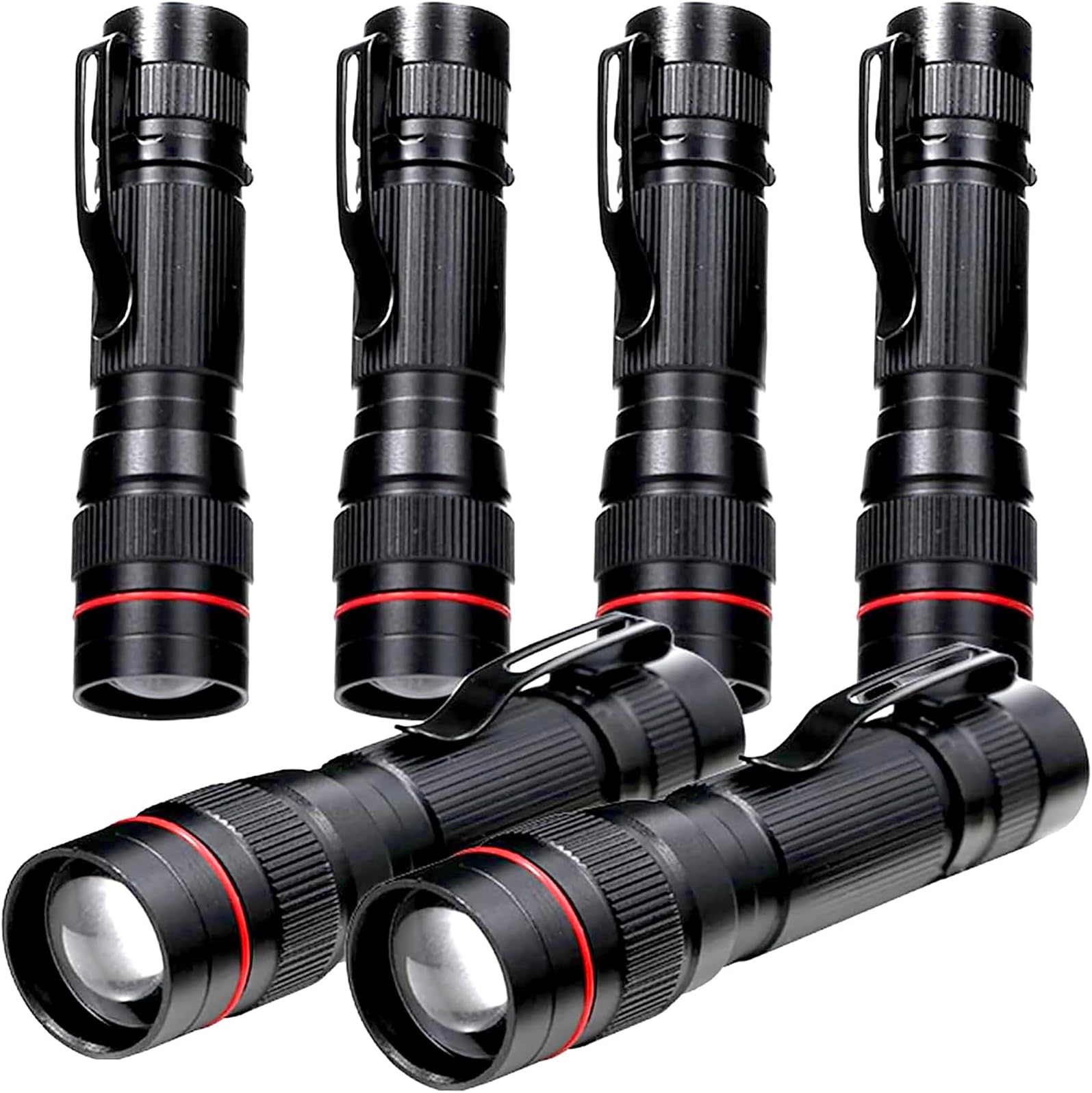 Hilngav 6 Pack Small Mini LED Flashlight, Single Mode Zoomable ...