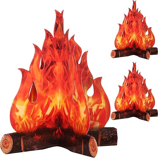Amazon.com: Boao 3 Sets Fake Fire Fake Flame Prop Camping Decoration 3D ...
