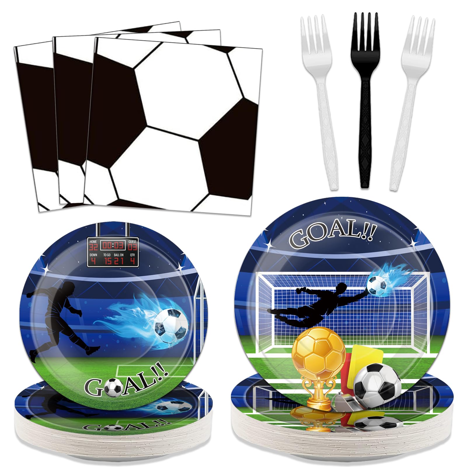 Amazon.com: Soccer Party Decorations, Soccer Plates and Napkins Forks ...