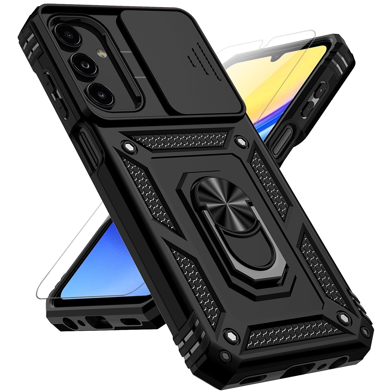 Amazon.com: for Samsung Galaxy A15 5G Case with Slide Camera Cover HD Screen Protector [Military ...