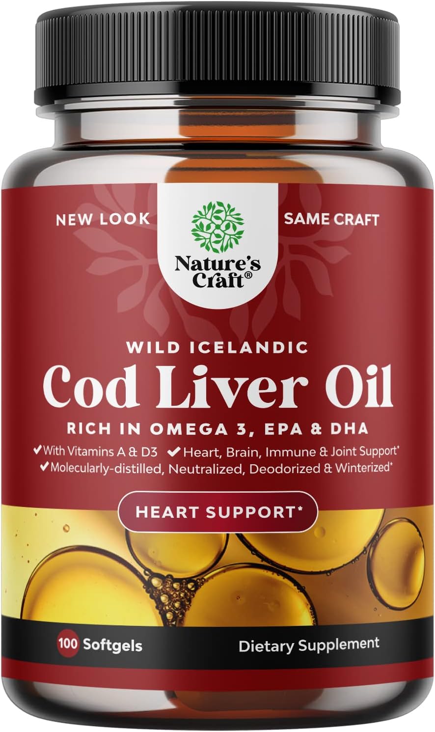 Amazon.com: Icelandic Cod Liver Oil Softgels - Wild Caught EPA DHA ...