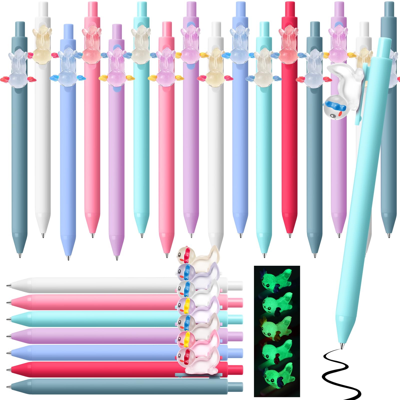 Amazon.com: Sayglossy 28 Pcs Axolotl Ballpoint Pens Luminous Mini Resin ...