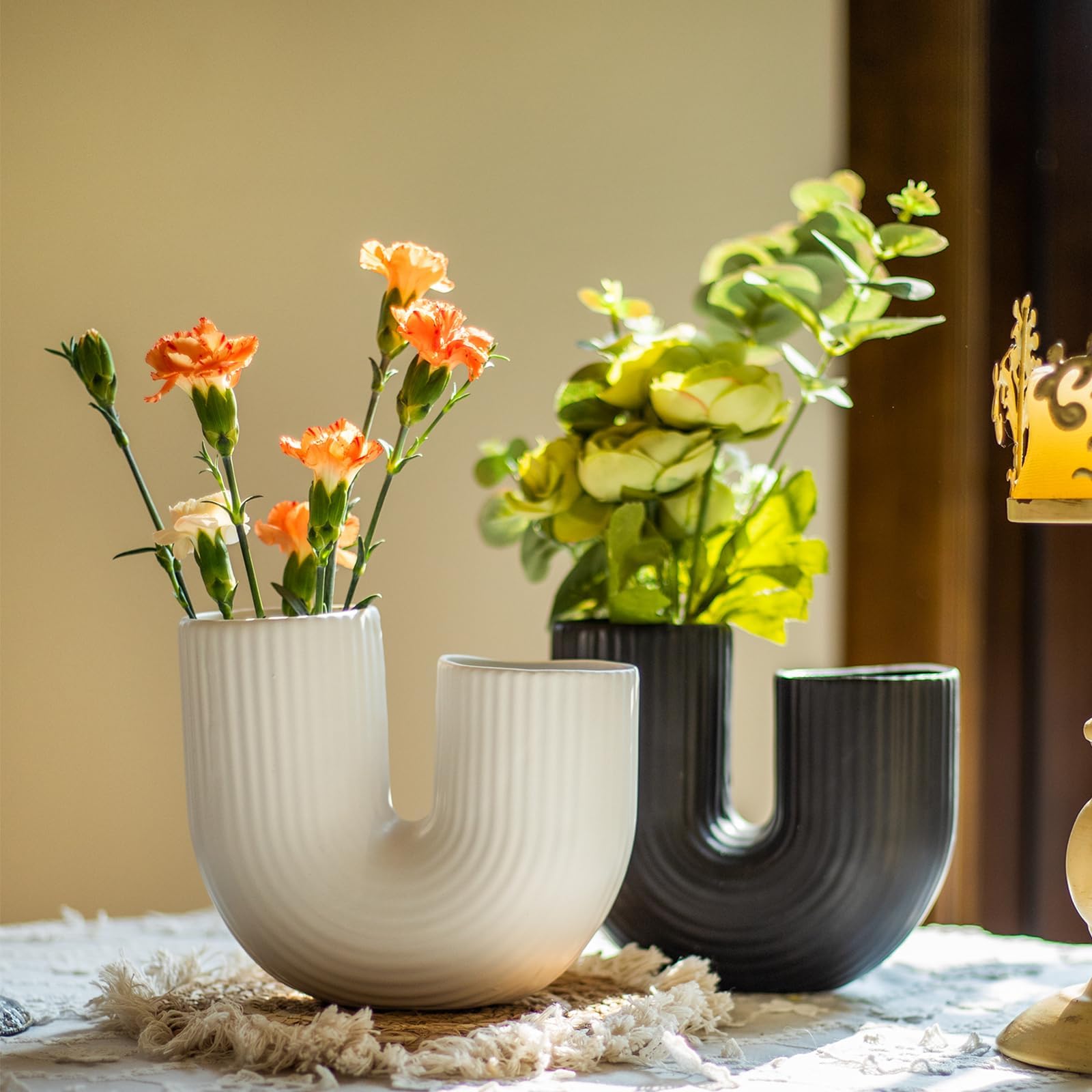 Amazon.com: Iconic Tubular Vases, Set of 2, Chubby Asymmetrical and U ...