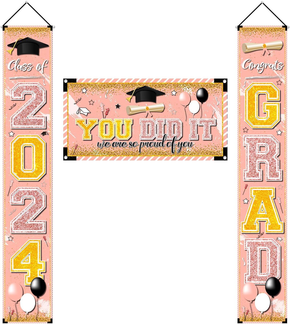 Amazon.com: GPWXYYY Pink Graduation Party Decorations Class of 2024 ...