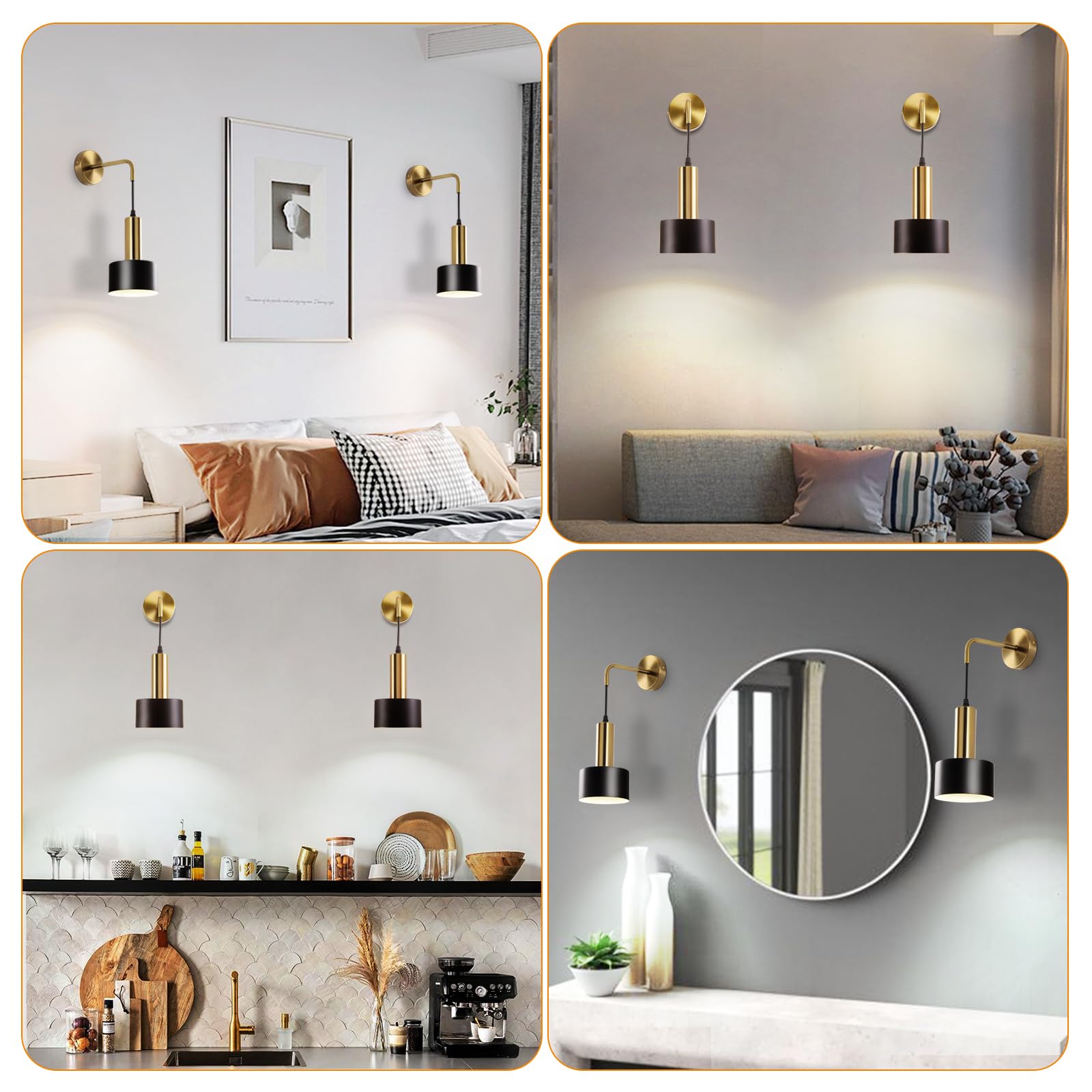 XIEYOR Wall Sconces Set of Two, 3 Color Sconce Wall Lighting Indoor ...