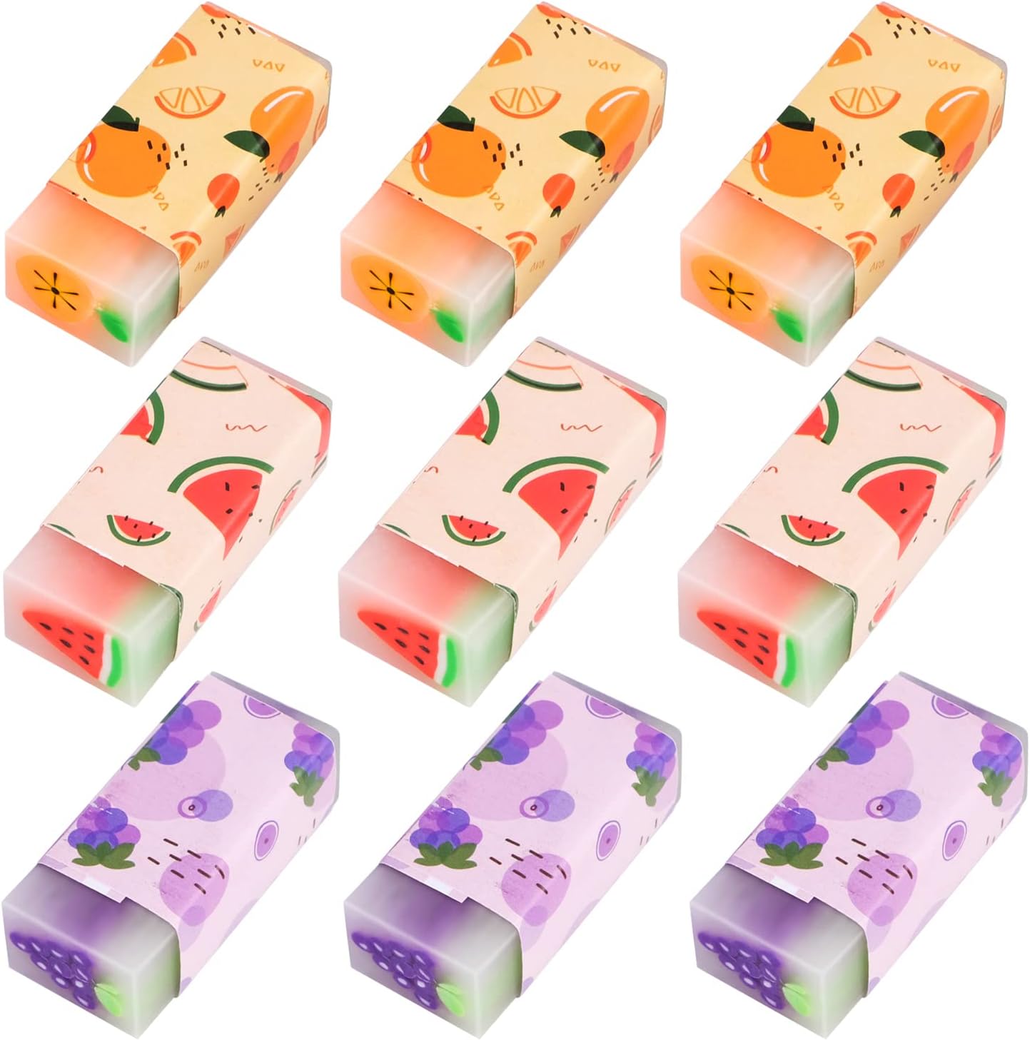 Radierer, 9 Stücke Radiergummi Kinder Set, Fruchtgeschmack Radiergummi ...