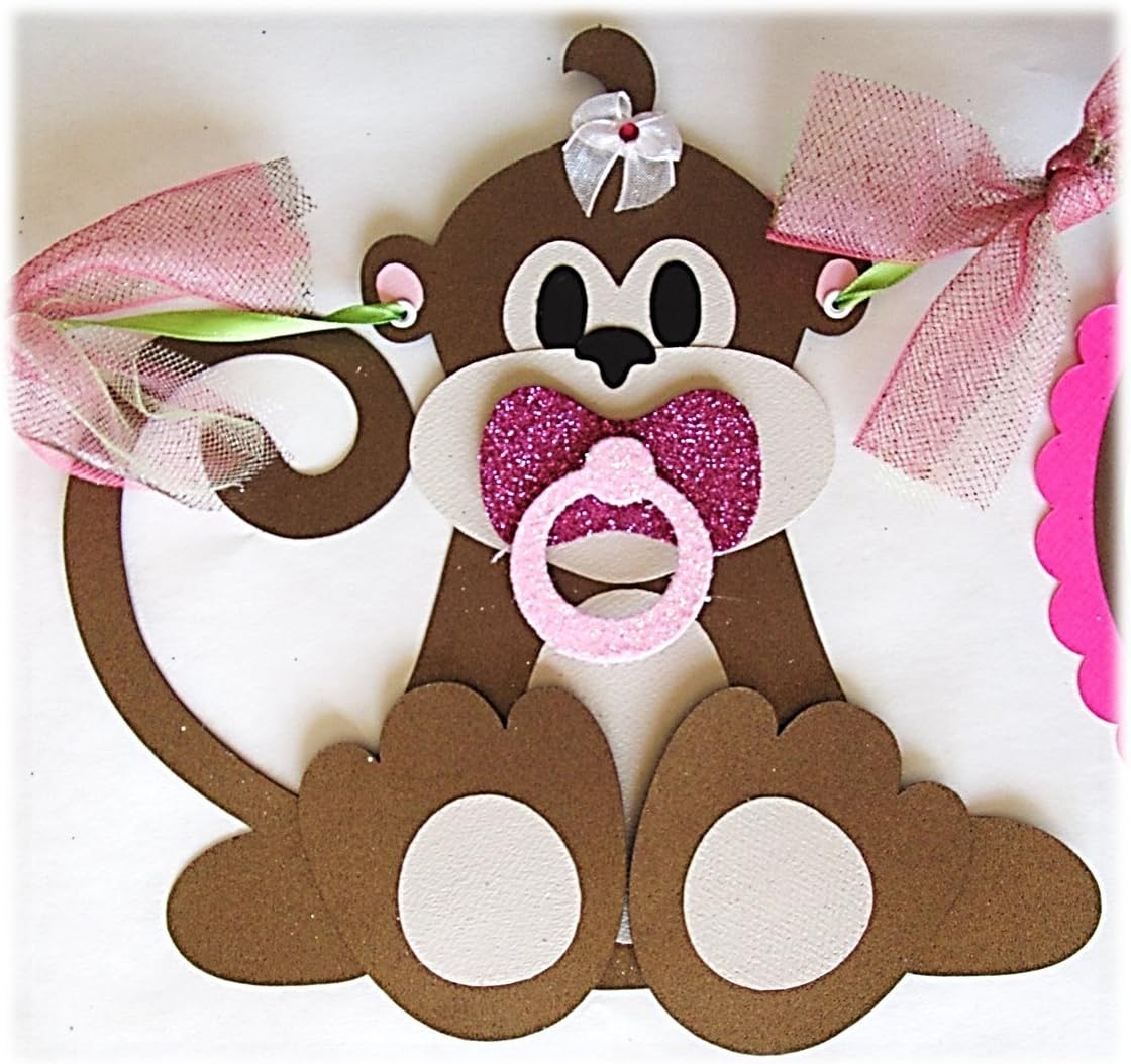 Amazon.com: Baby Shower Banner - Monkey Pacifier"It's a Girl" : Home ...