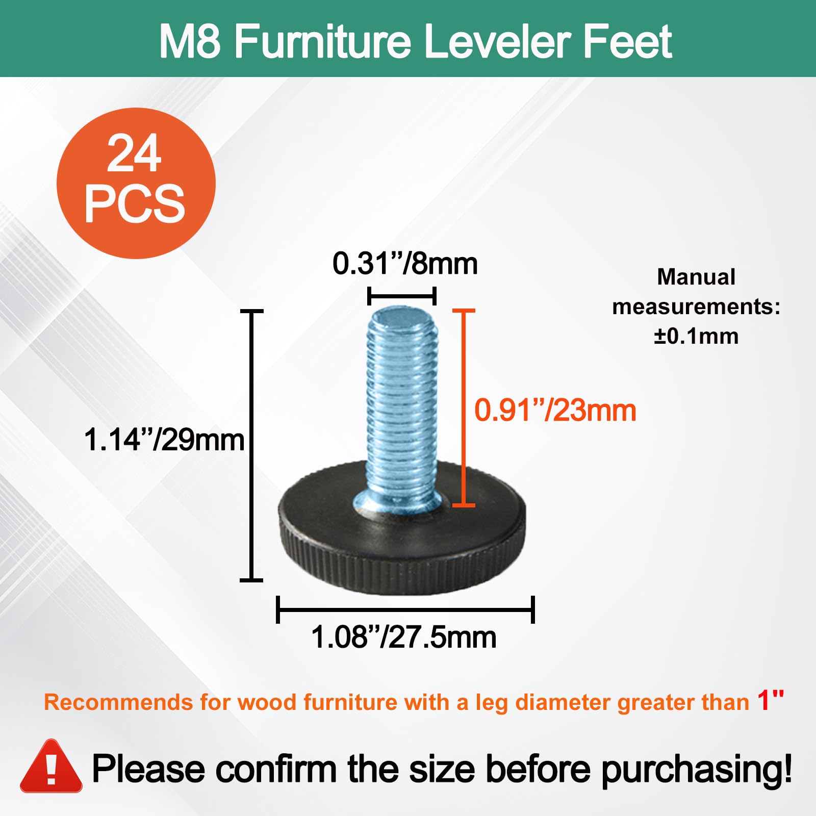 Snapklik.com : WAFJAMF 24 PCS M8 Thread Adjustable Furniture Levelers ...