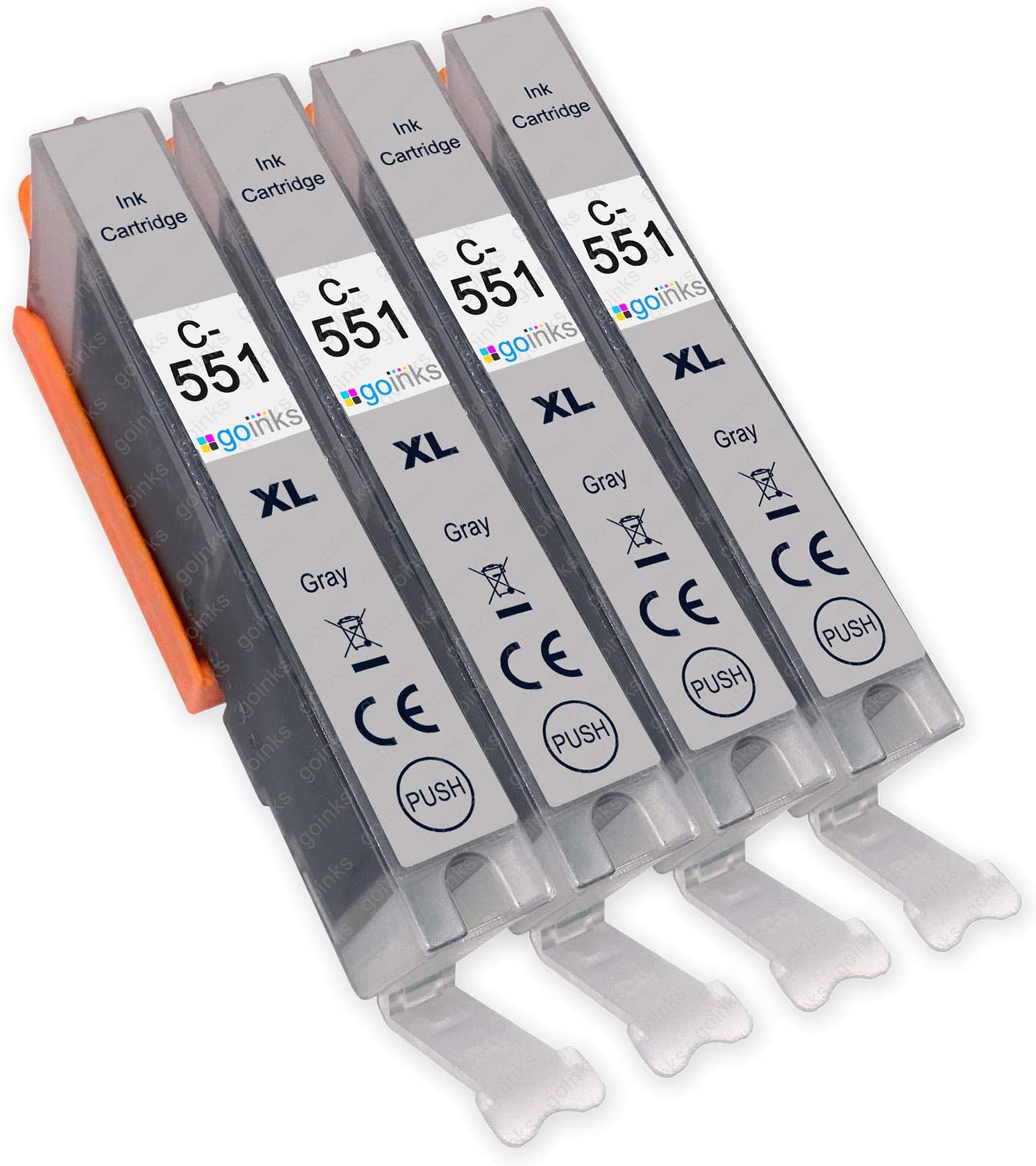 4 Go Inks Grey Ink Cartridges to replace Canon CLI-551GY Compatible ...
