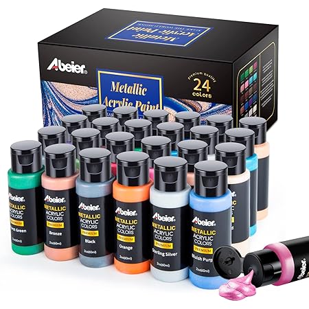 Metallic Acrylic Paints Set, Shuttle Art 20 Colours Metallic Paints in ...