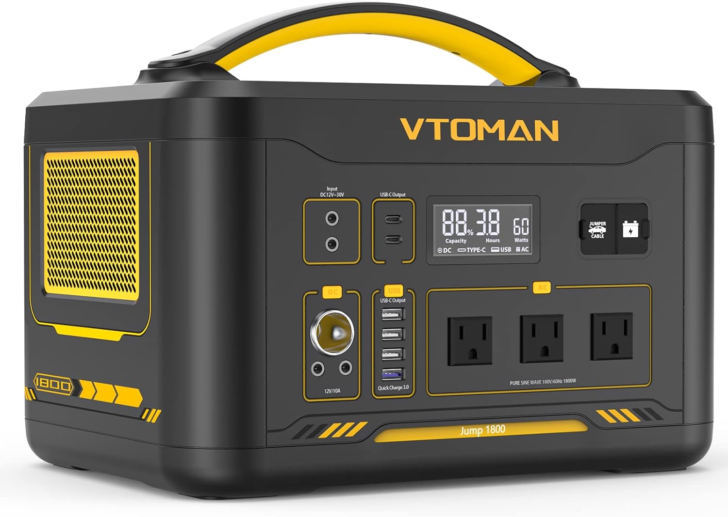 VTOMAN 1800 Portable Power Station 1800W, 1548Wh LiFePO4 Battery Power Station with Expandable ...