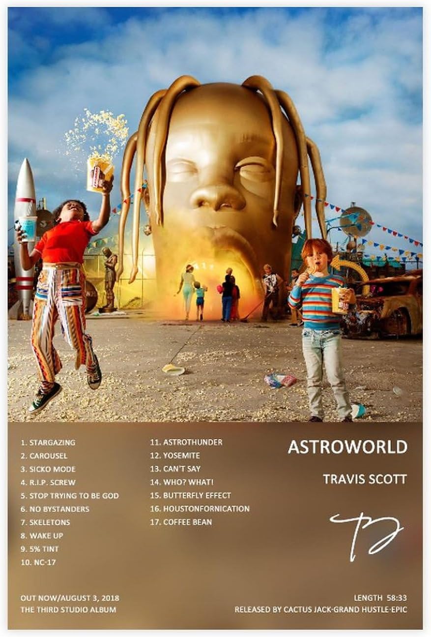 Amazon.com: sigeliu Travis Poster Scott Astroworld Album Cover Poster ...