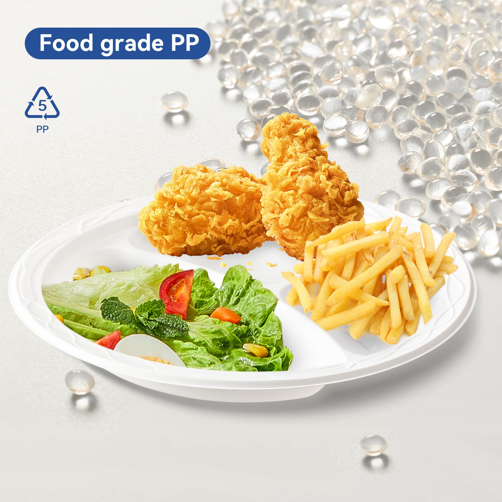 Snapklik.com : Plastic Plates, 3 Compartments 150 Pack Reusable Dinner ...