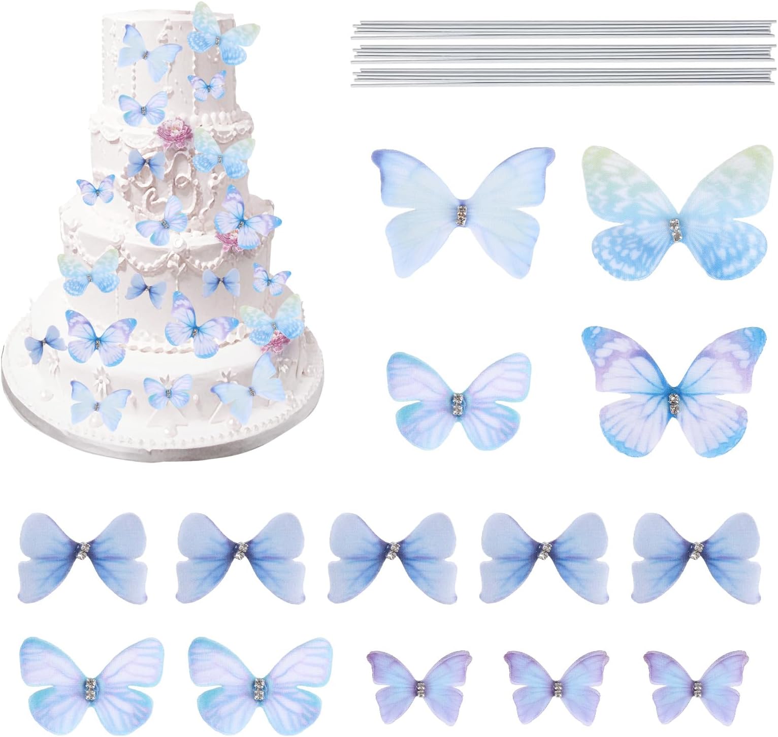 Cakeshop Basics 45 x Blue Butterflies Edible Cake Toppers : Amazon.co ...