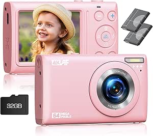 Amazon Canada: Pink Digital Camera - 4K 64MP Point and Shoot Digital ...