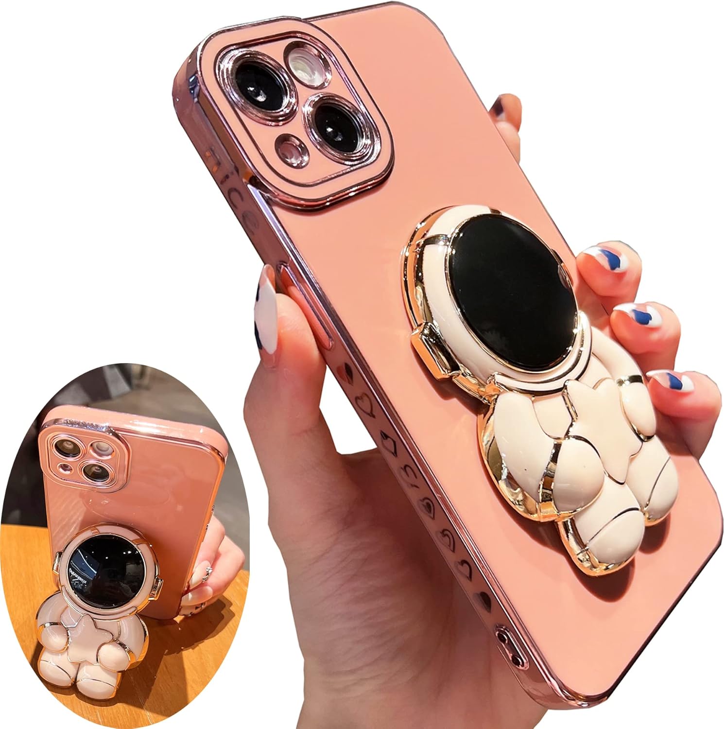 Capa para iPhone 13/11/12 Pro Max 6D Astronauta Capa com suporte oculto ...