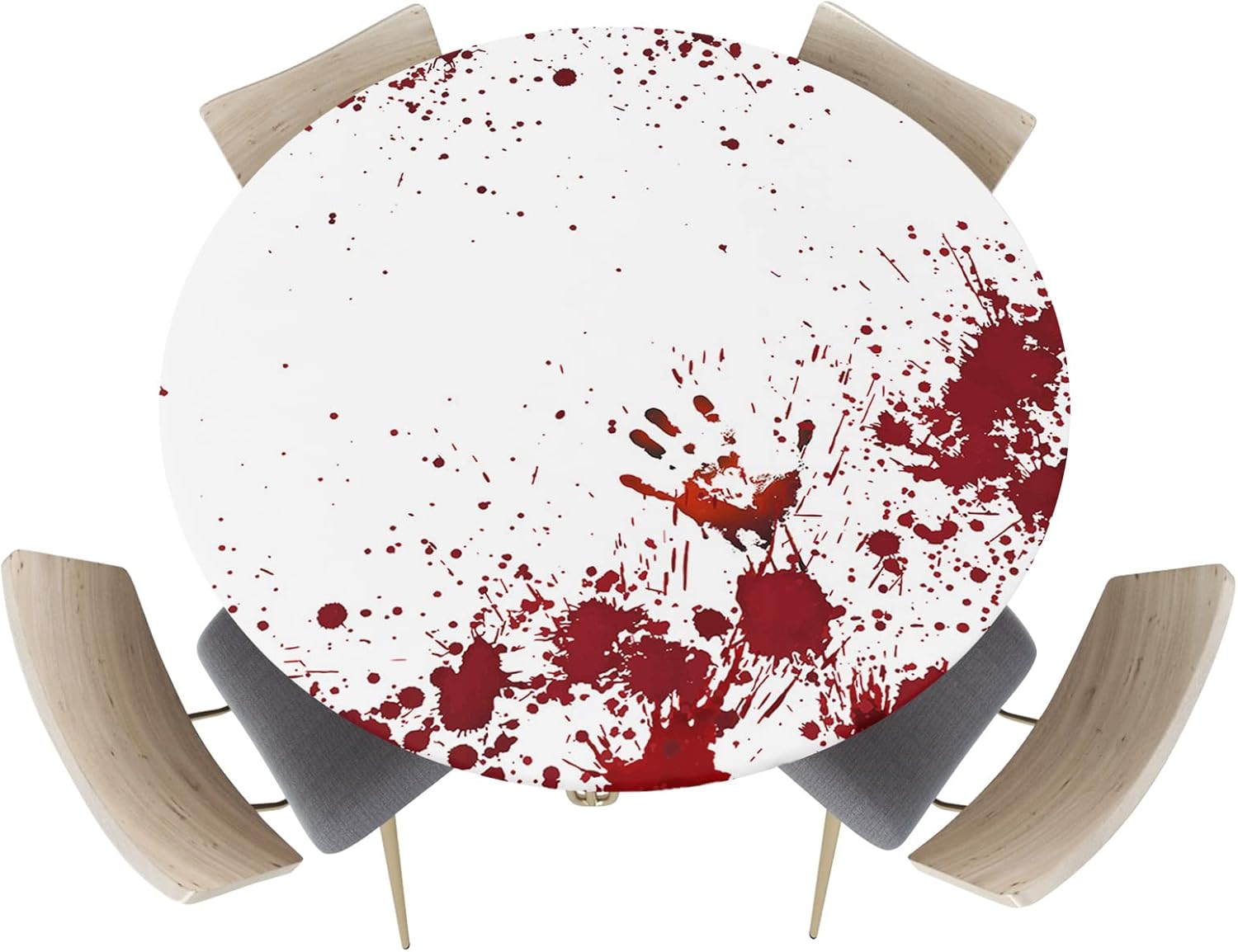 Amazon.com: Halloween Bloody Handprint Round Table Cloth Fitted ...