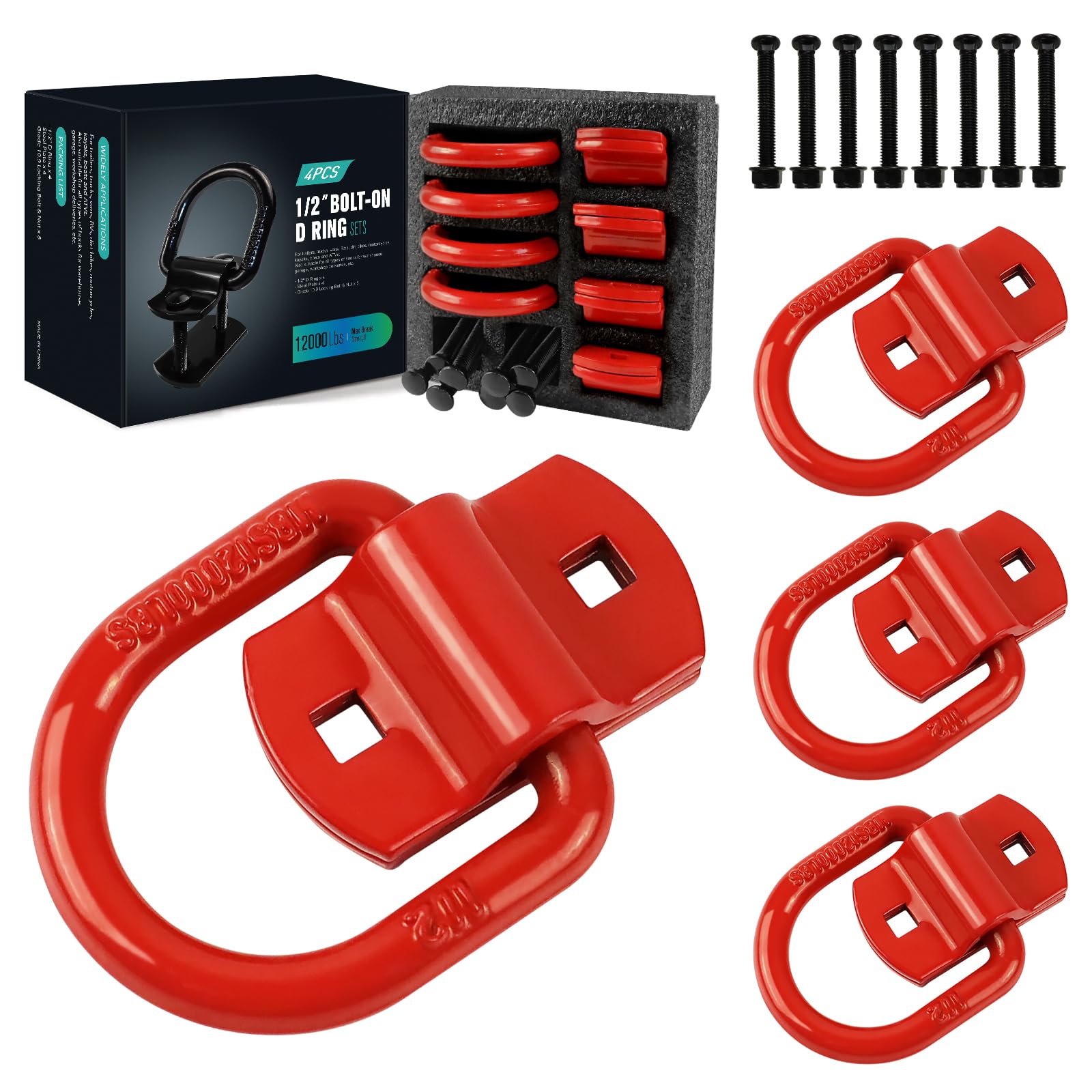 Snapklik.com : QYMOPAY 1/2" Trailer Tie-Down Anchor D-Ring Heavy Duty ...