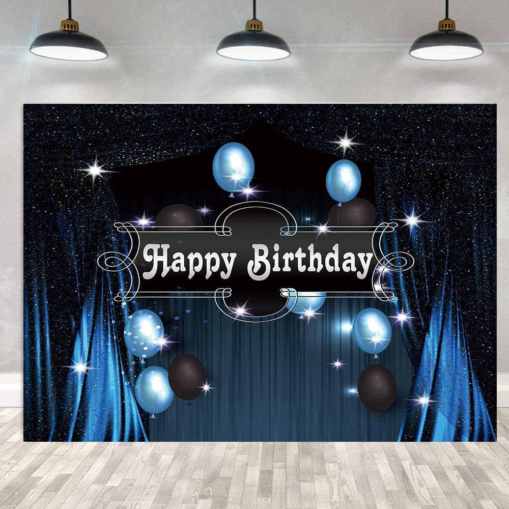 Amazon.com : Laeacco Happy Birthday Backdrop 10x8ft Black and Silver ...