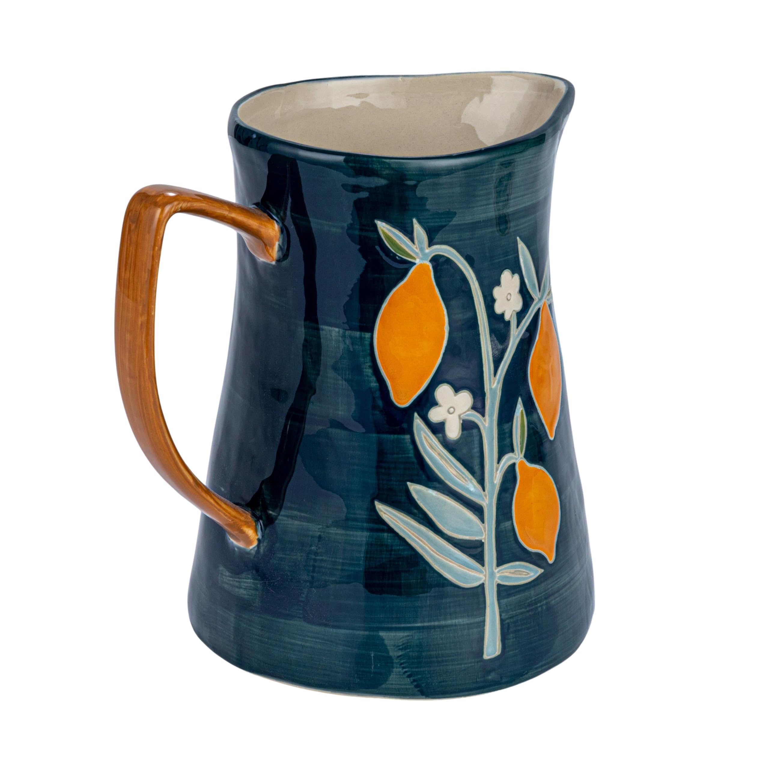 Amazon.com: Creative Co-Op Hand-Painted Stoneware Pitcher with Wax ...