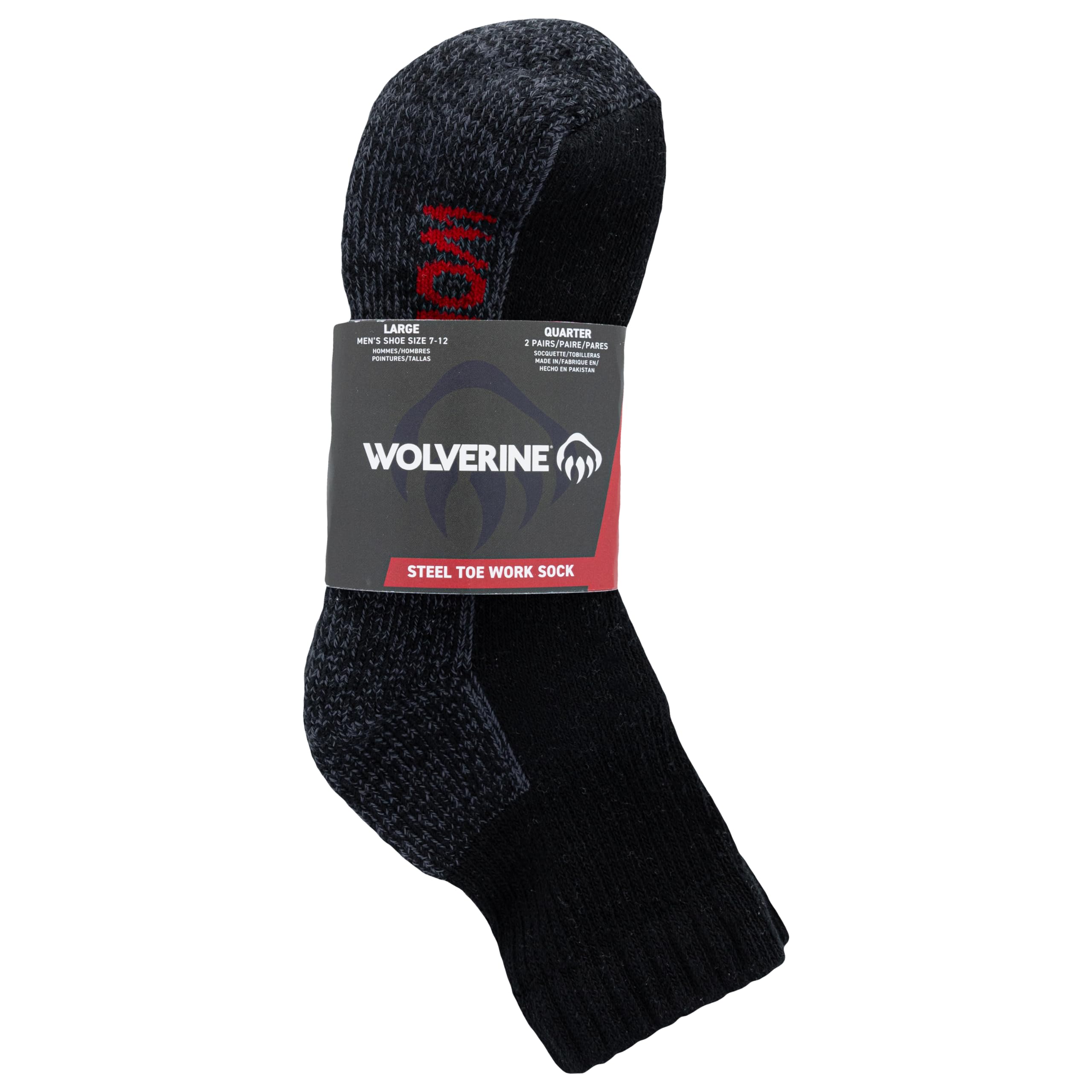 Snapklik.com : Wolverine Mens 2 Pack Steel Toe Quarter Socks
