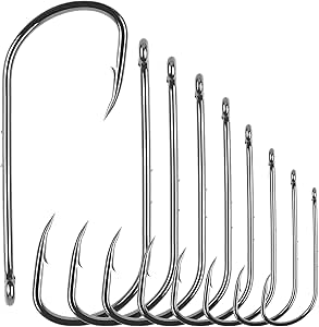 Baitholder Fishing Hooks, 80pcs Barbed Bait Holder Hooks Long Shank J Hooks Offset Black Carbon ...