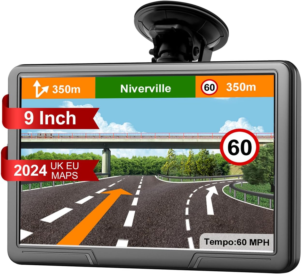 Lehwey Sat Nav, 9 Inch Sat Navs for Cars UK 2024, Truck Sat Nav with ...