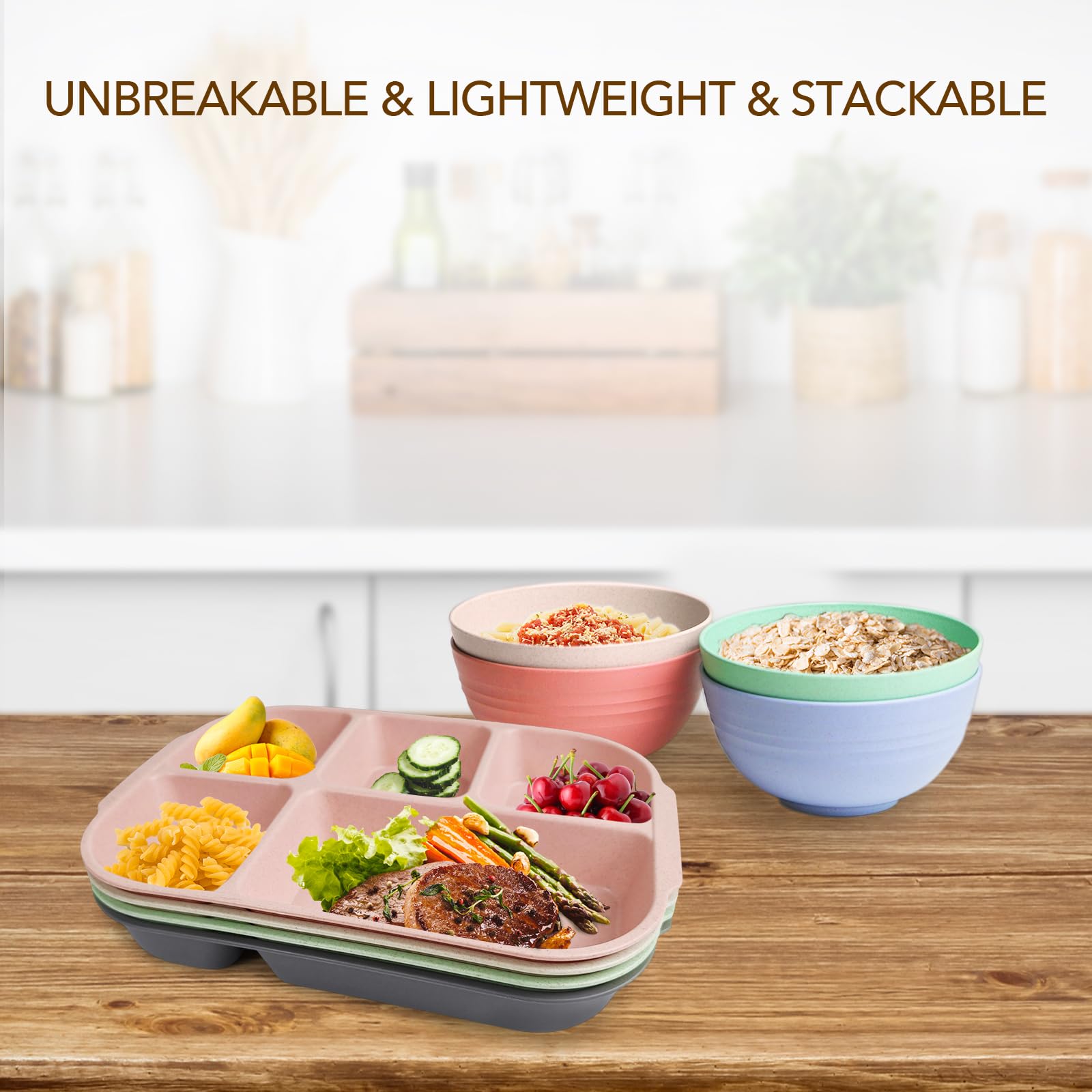 Snapklik.com : Greenandlife 10.8 Inch 4PCS Divided Plates For Kids ...