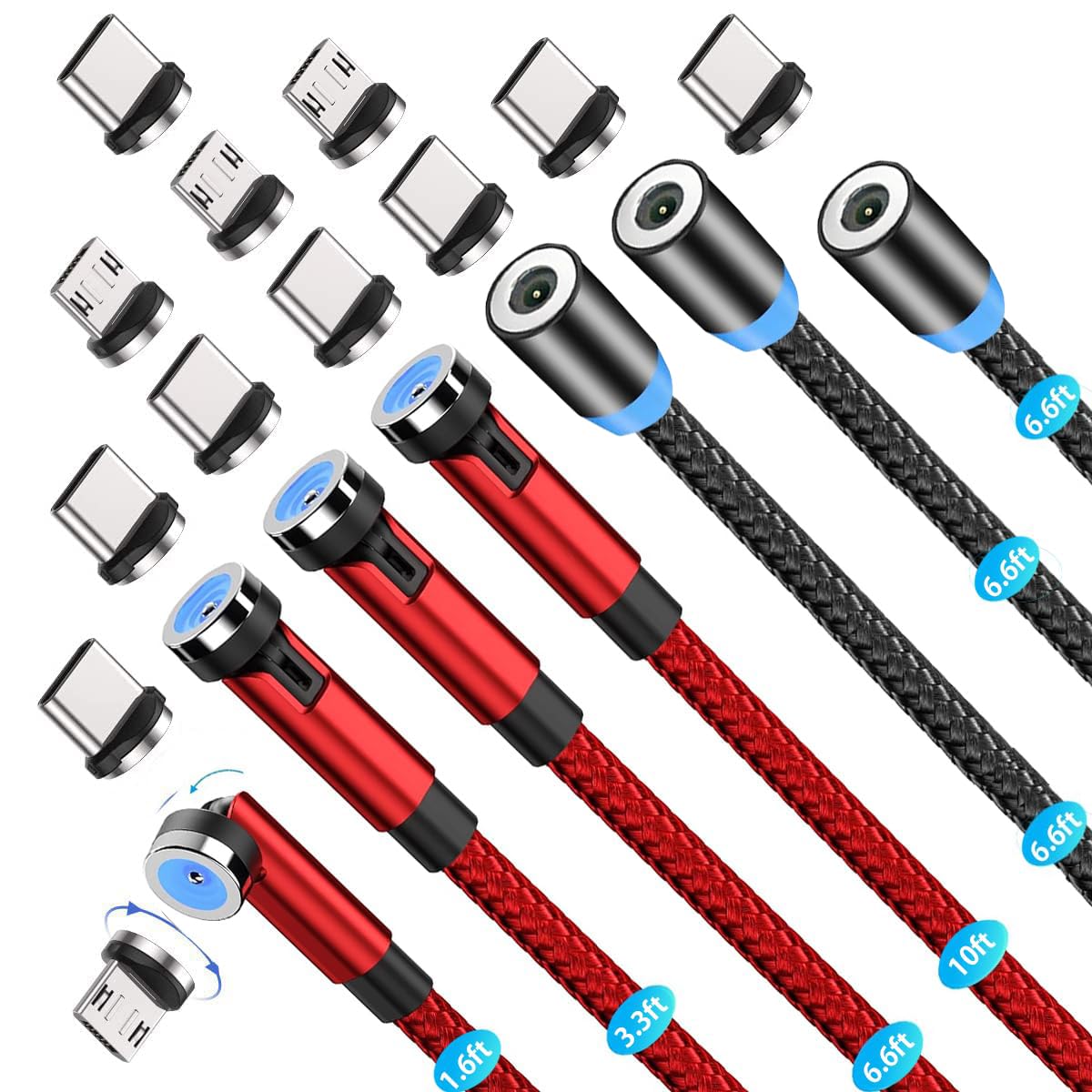 Amazon.com: LED Light Magnetic USB C Charging Cable (7-Pack, 1.6ft/3 ...
