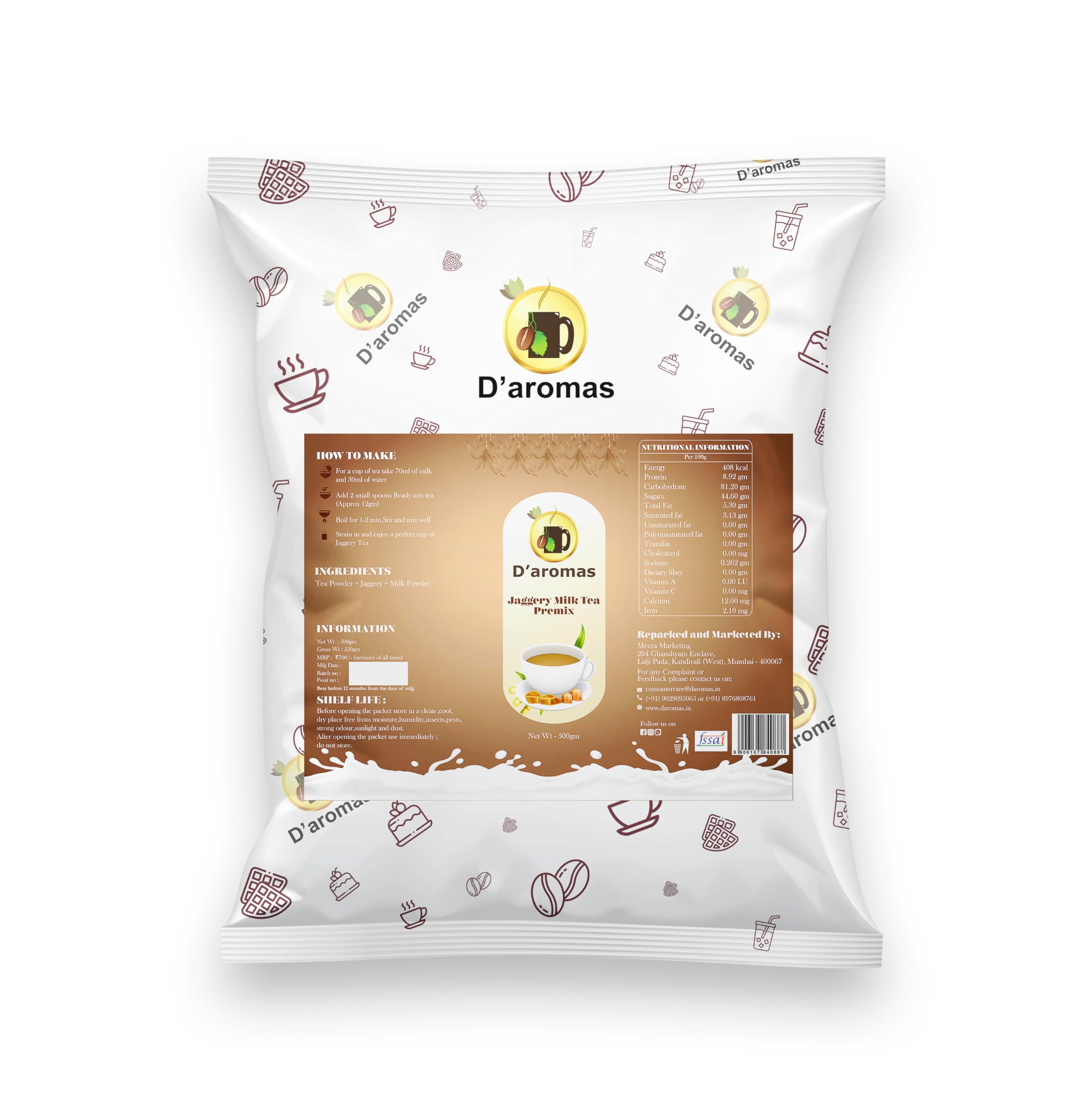 Buy D'aromas 5.5kg Jaggery Milk Premix Tea Powder, Instant Jaggery Milk ...