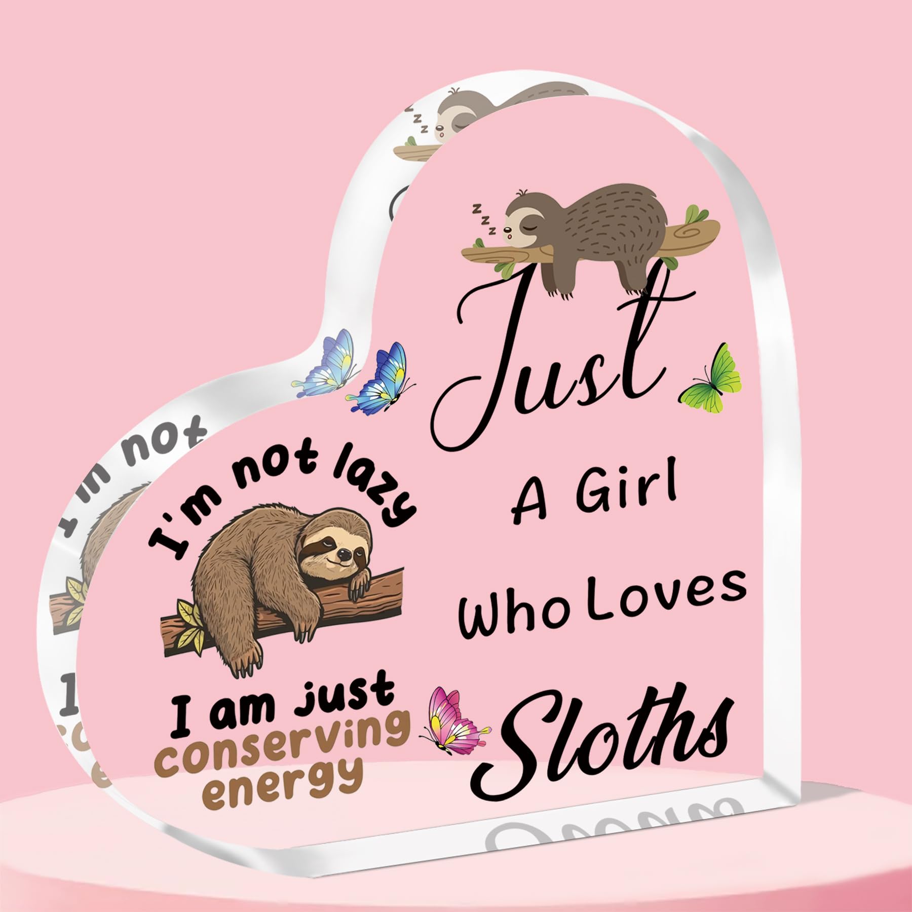 QMVMV Funny Sloth Acrylic Plaque Gifts Animal Lover Gift Just A Girl ...