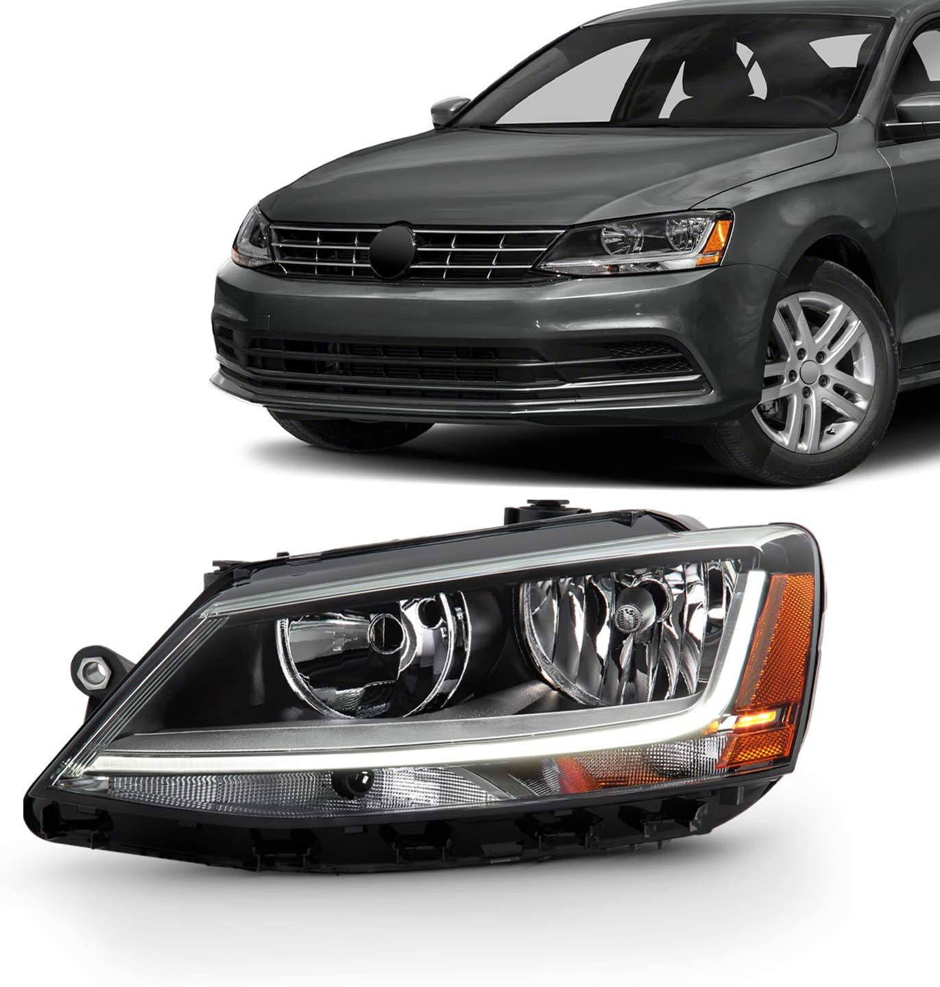 Amazon.com: AKKON - For 2011-2018 VW Jetta MK6 4 Door Sedan Halogen ...