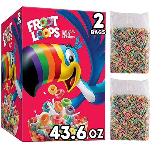 Amazon.com: Kelloggs Froot Loops Breakfast Cereal Family Size 43.6 oz ...