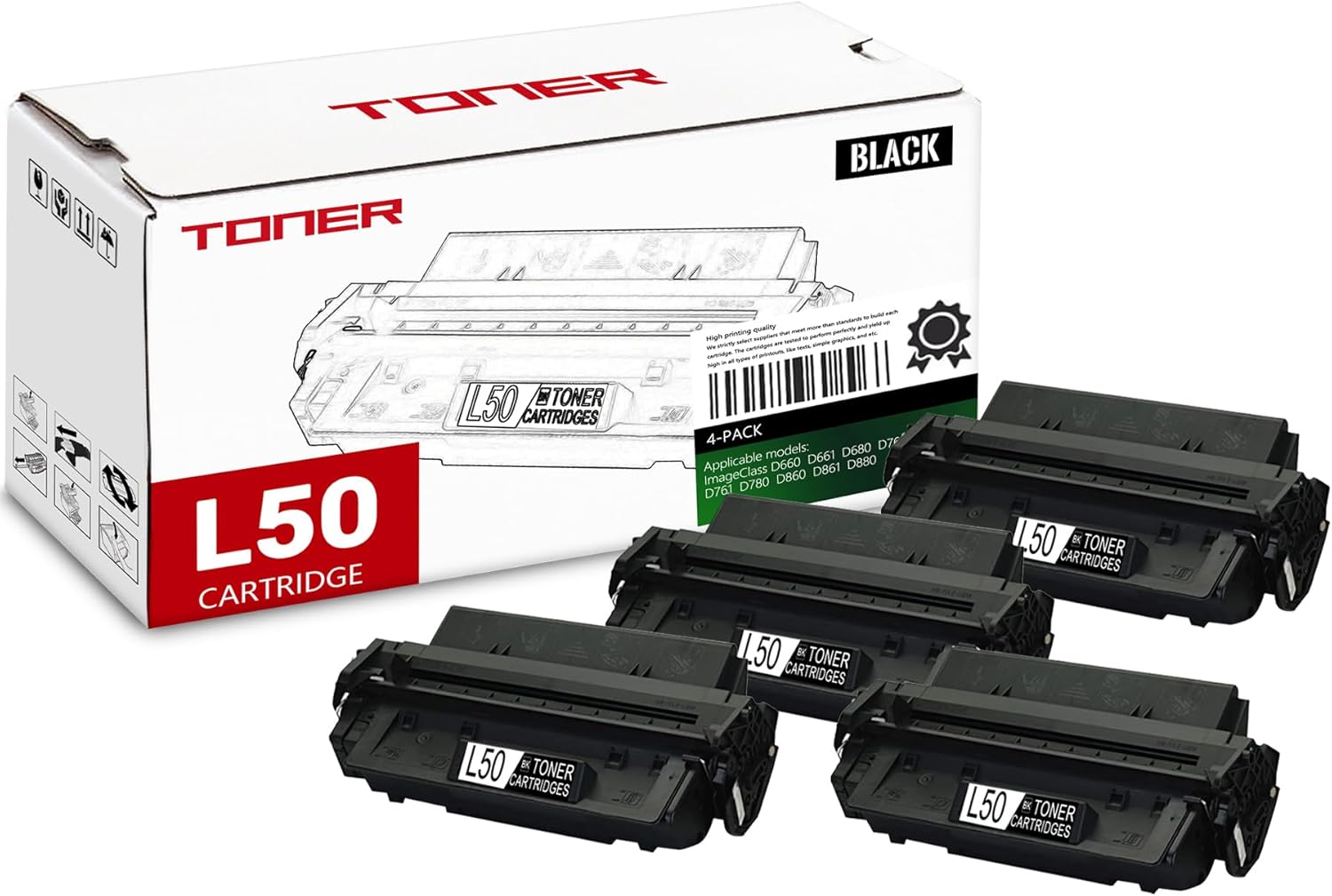 Amazon.com: 4-Pack L50 6812A001 Black Toner Cartridge, High yield 5,500 ...