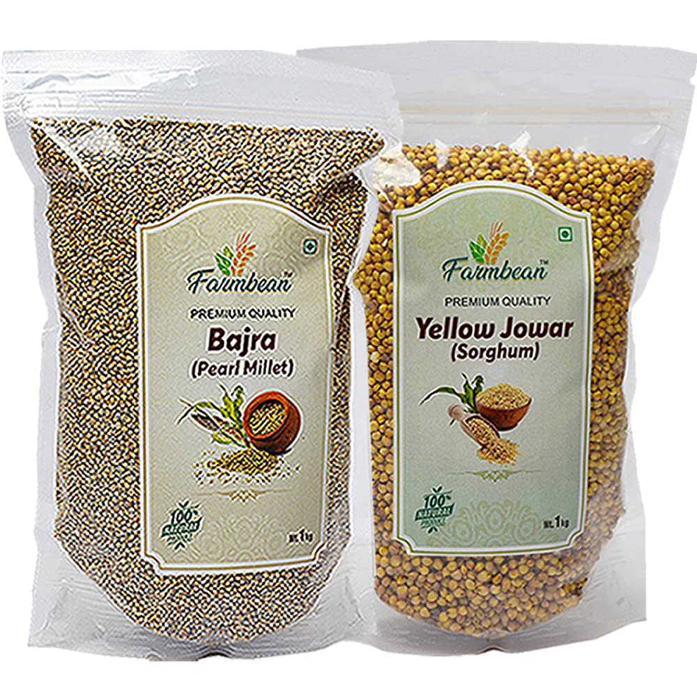 Farmbean Bajra & Yellow Jowar | 100% Organic | Chemical & Pesticides Free | ( 2 Kg ) Pack of 2 ...