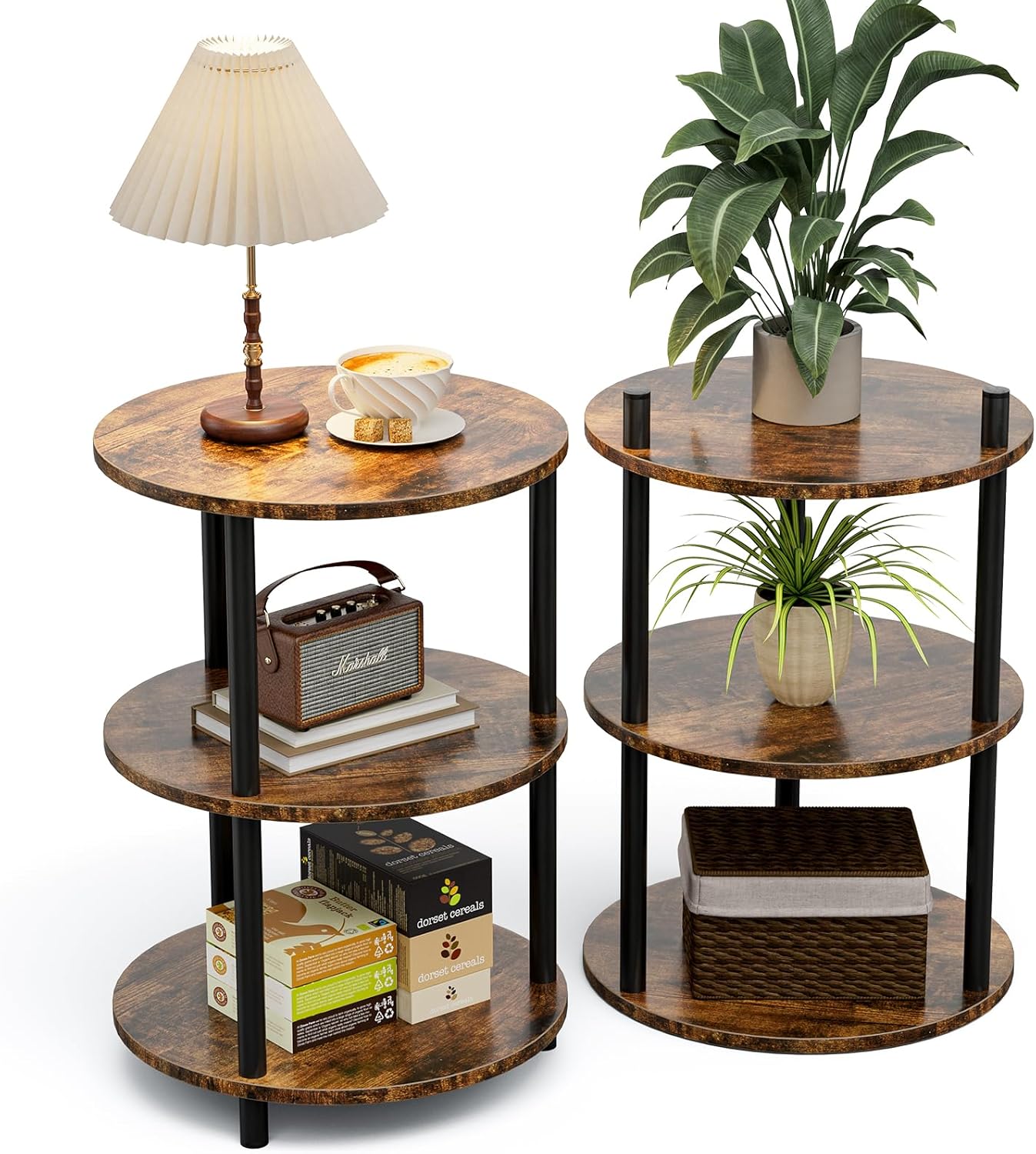Amazon.com: Frylr Round Side Tables Living Room - Small Accent Table ...