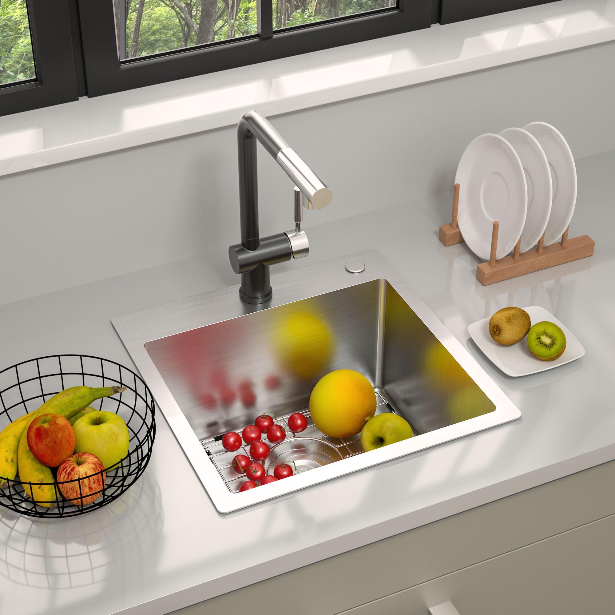 BAI 1247 Stainless Steel 16 Gauge Kitchen Sink Handmade 27-inch ...