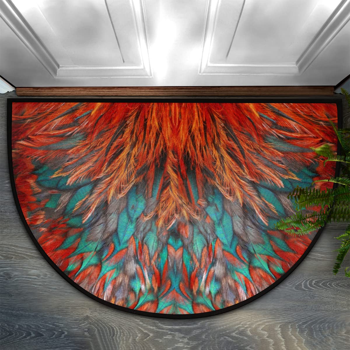 Gorgeous Peacock Feathers Door Mat Entryway Rug Half Round Kitchen mat ...