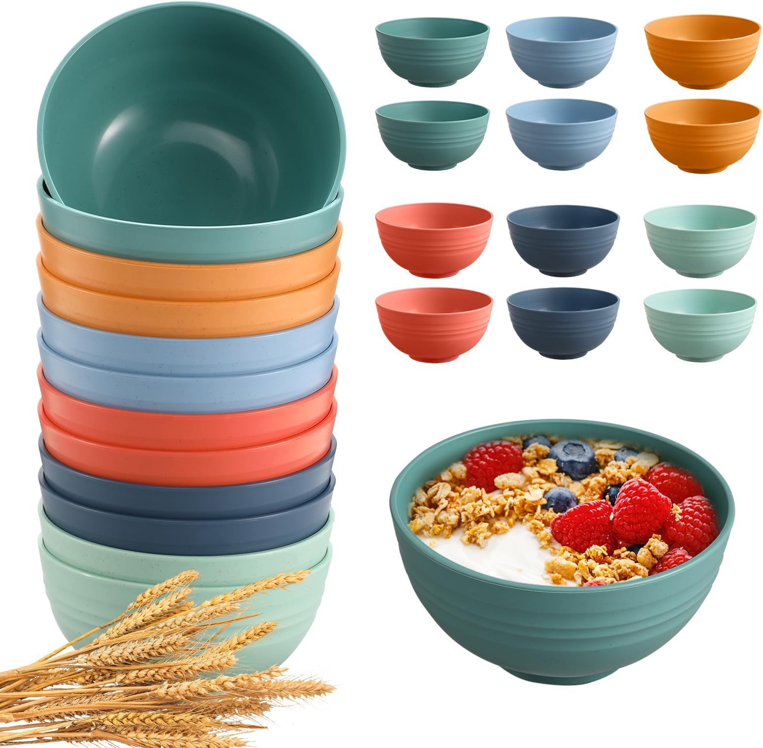 Amazon.com: Youngever 32 Ounce Plastic Bowls, Large Cereal Bowls, Large ...