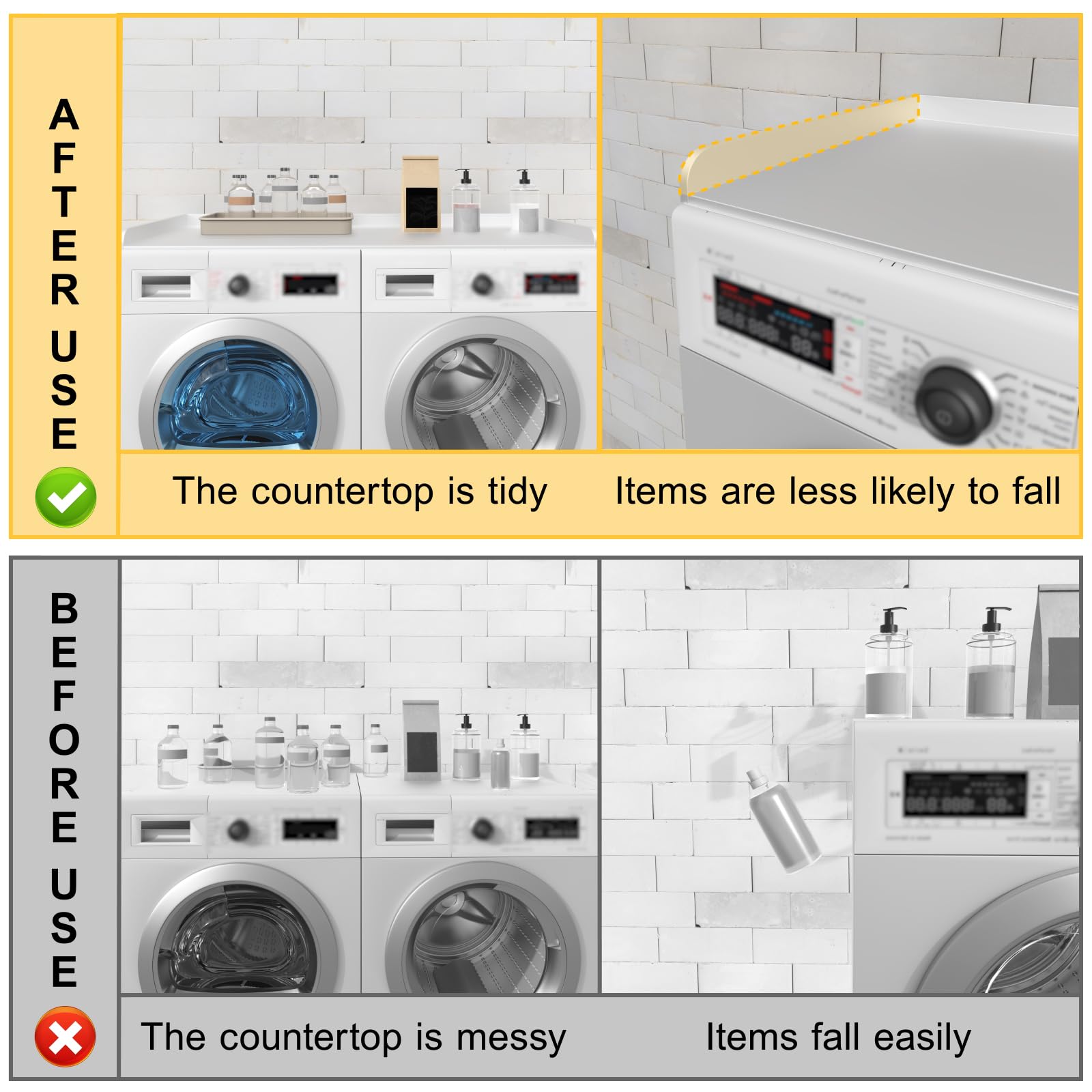Wood Laundry Top Washer Dryer Countertop Cover - 54x27.5 Inch Wood ...