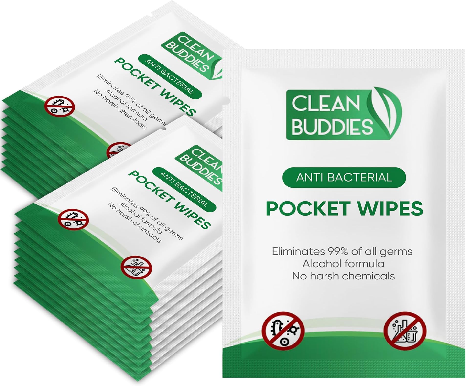 Amazon.com: CLEAN BUDDIES 100ct. Large Alcohol Wipes Individually ...