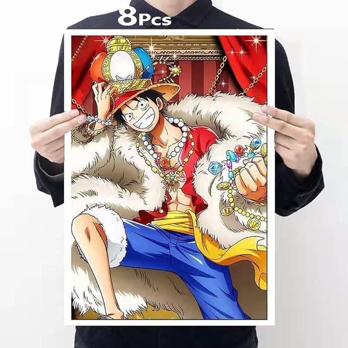 Buy One Piece Poster Set of 8 Different Art Papers Monkey-D-Luffy ...