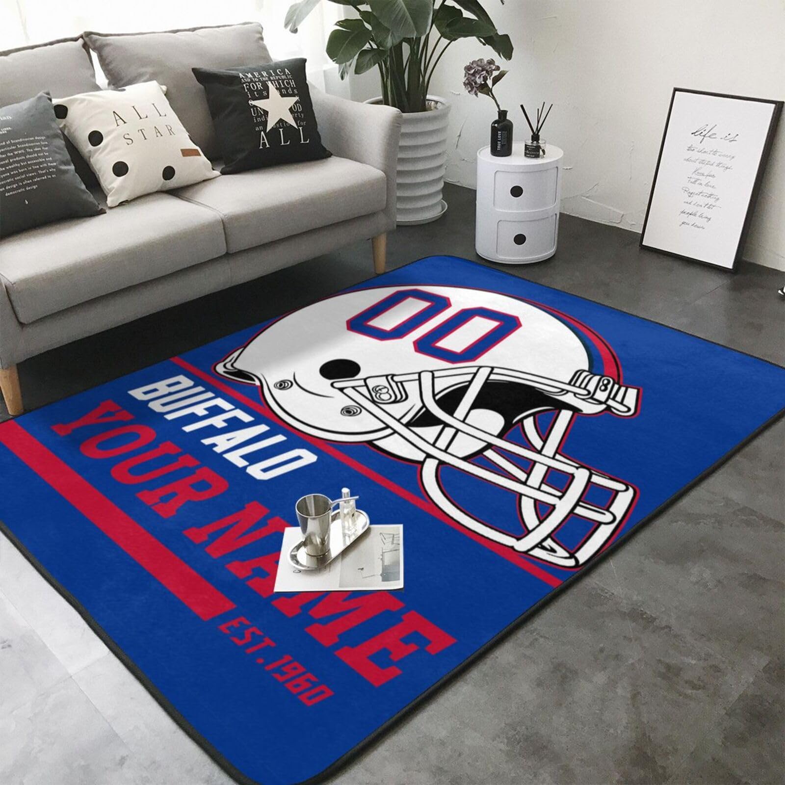 Amazon.com: DFVHBC Buffalo Custom Football Rug Add Any Name Number ...