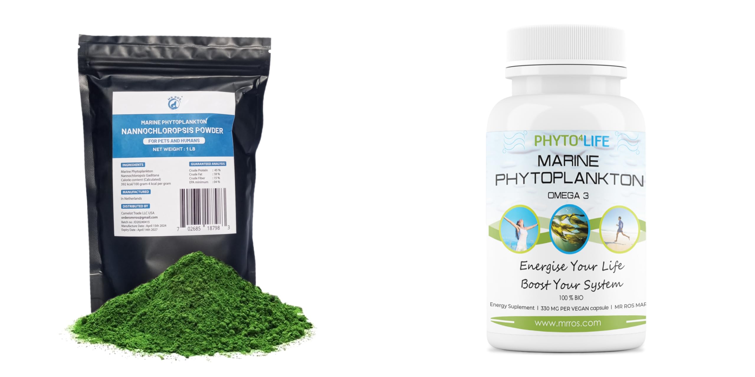 Amazon.com: Mr Ros Marine Phytoplankton Bundle - 1lb Powder + 90 Caps ...