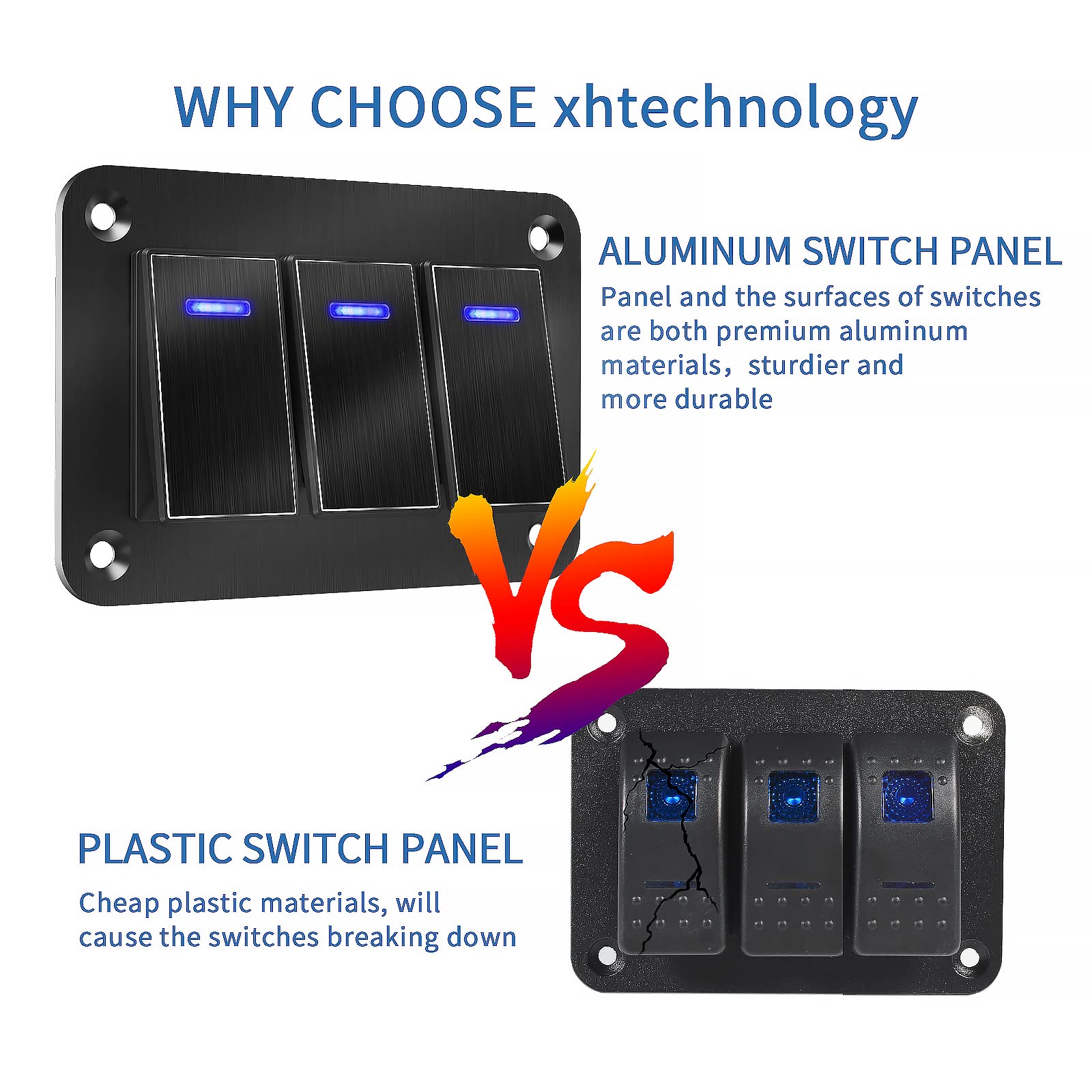 Snapklik.com : Rocker Switch Panel 3 Gang Aluminum Toggle Switch Panel ...