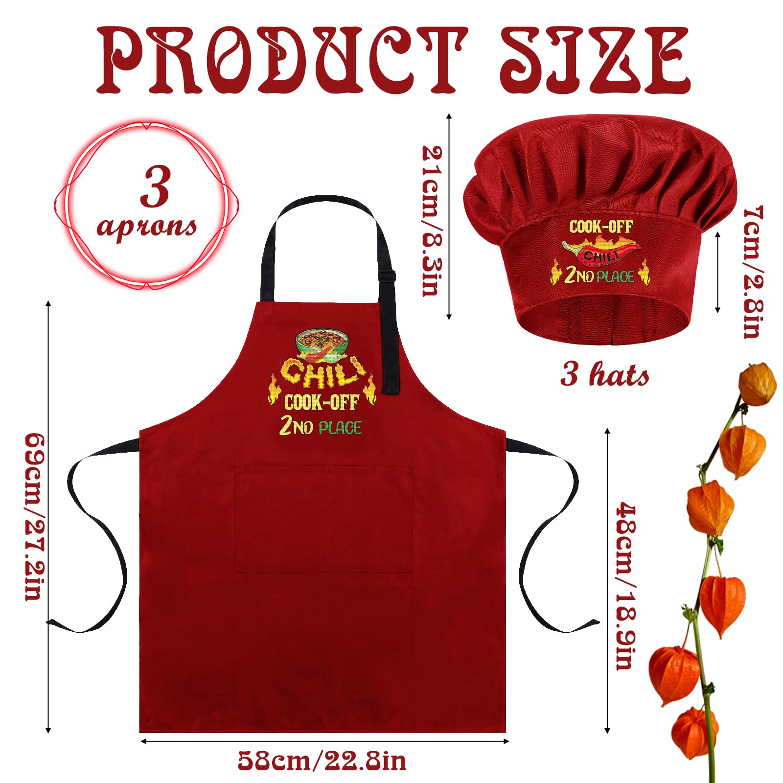 Snapklik.com : 6 Pcs Chili Cook Off Apron And Pepper Hat Chili Cook Off ...