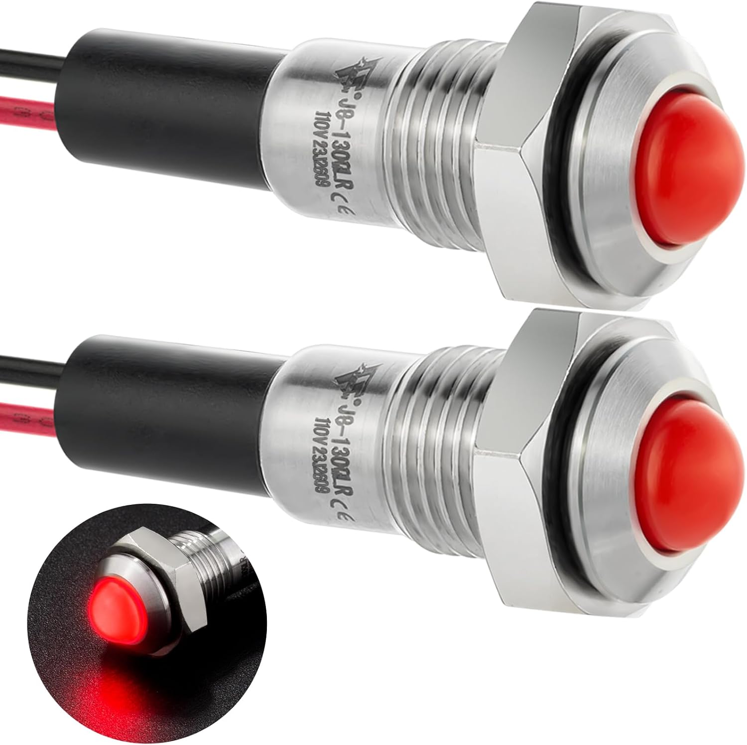Amazon.com: 8mm Mini Indicator Light 0.31" Waterproof IP67 Domed Metal ...
