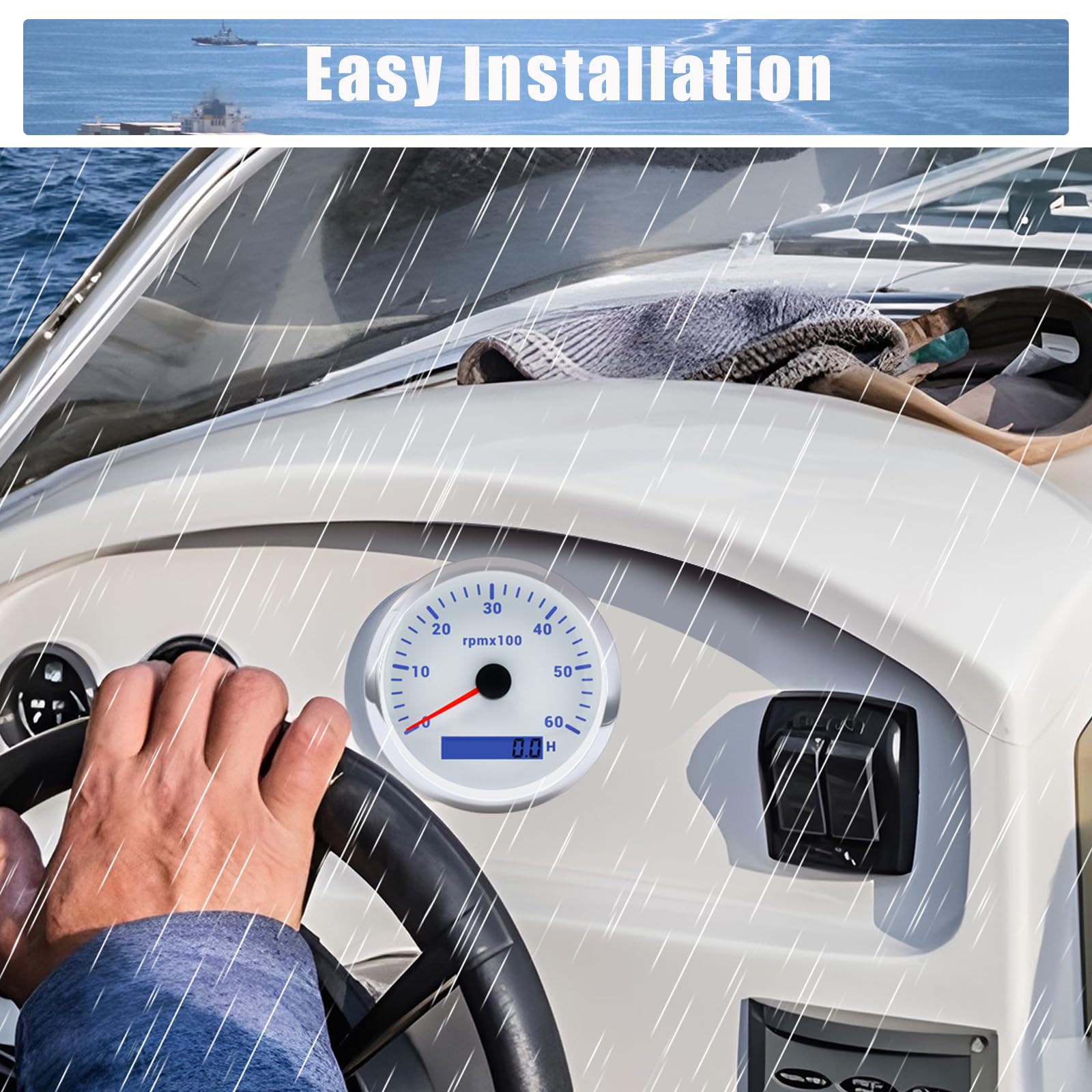 Snapklik.com : Geloo 85MM Boat RPM Tachometer Gauge 0-6000 RPM ...