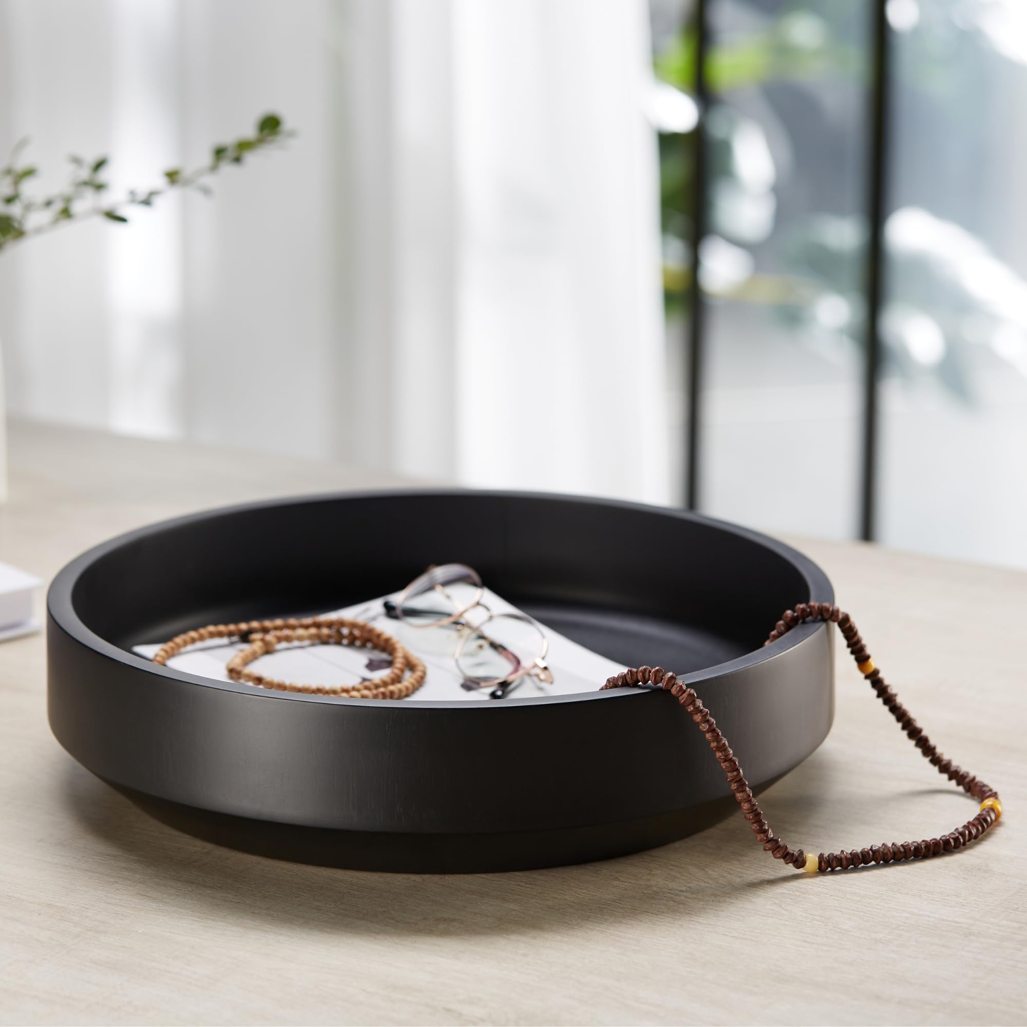 Amazon.com: IVE Design Sleek Black Decor Bowl, Black Fruit Bowl for ...